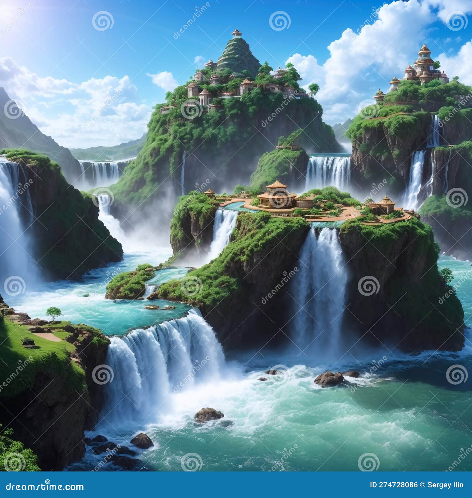 Cliff Hanging Floating Island. Generative AI Stock Illustration ...