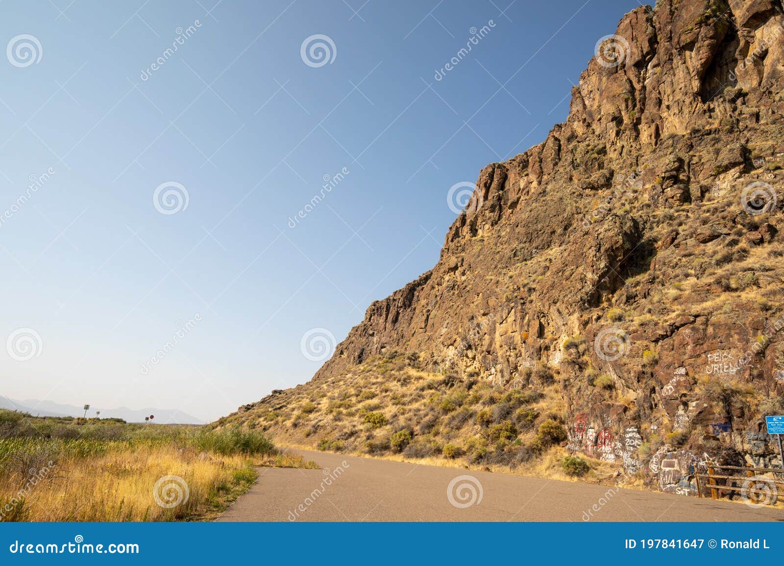 Cliff and Highway Rest Area in Nevada Stock Image - Image of lake ...