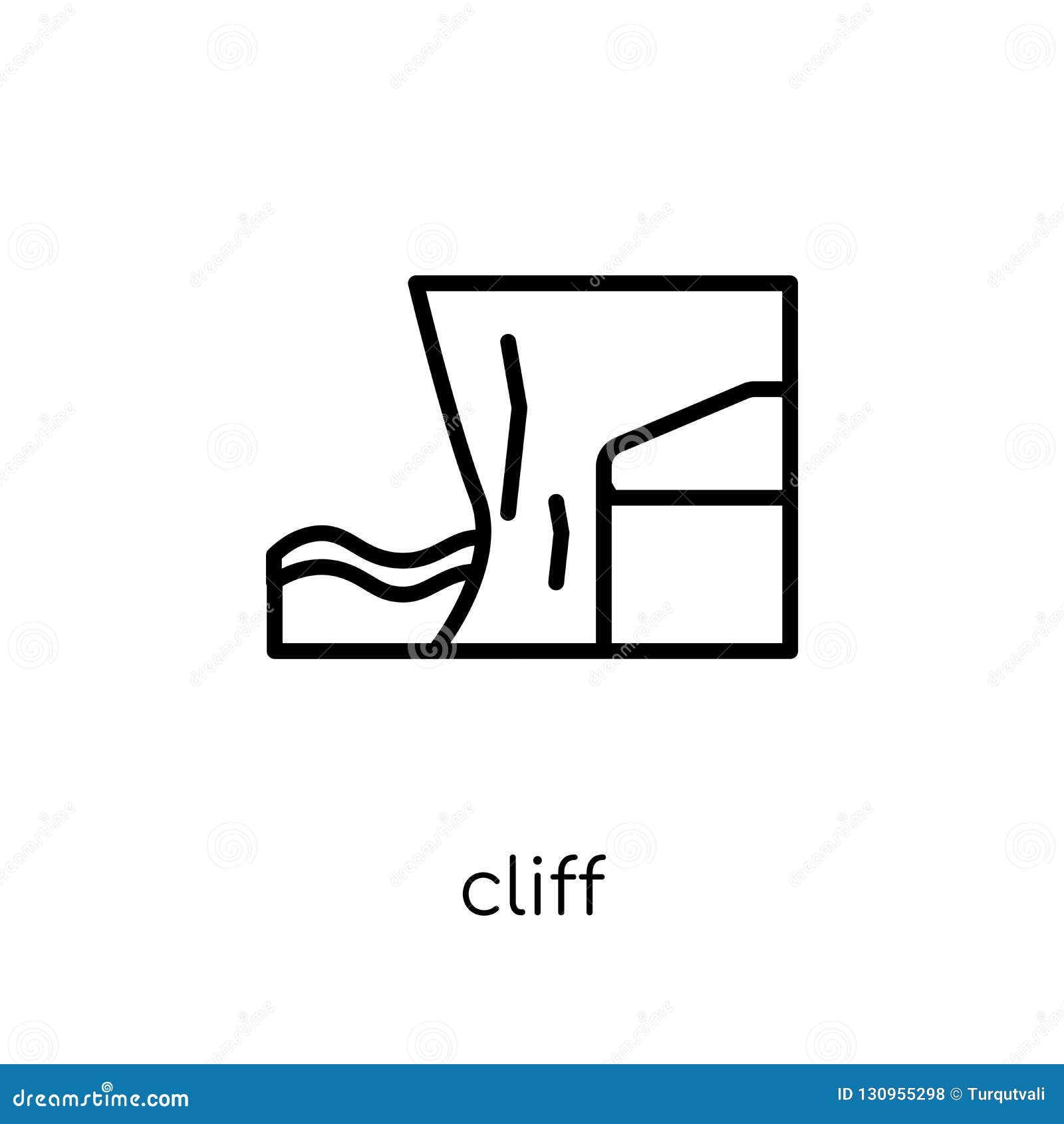Cliff Icon. Trendy Modern Flat Linear Vector Cliff Icon on White Stock ...