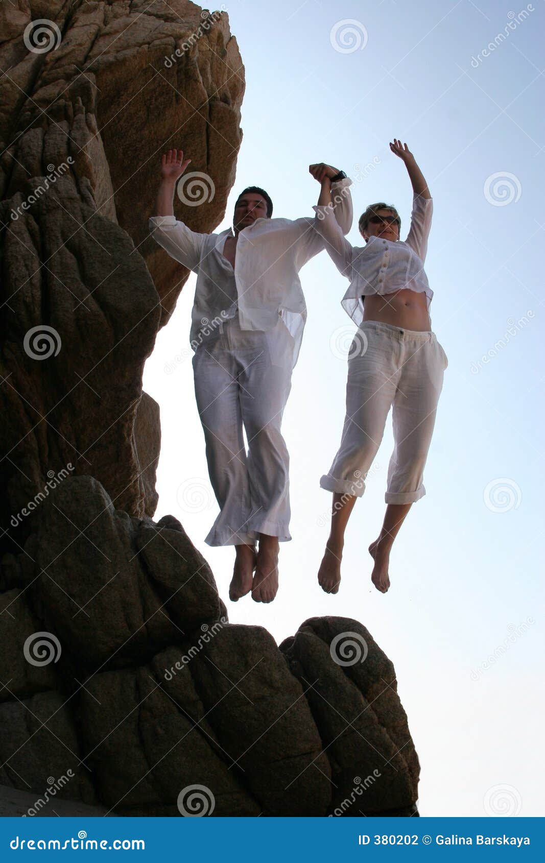 Cliff jumping stock photo. Image of love, risk, exciting - 380202