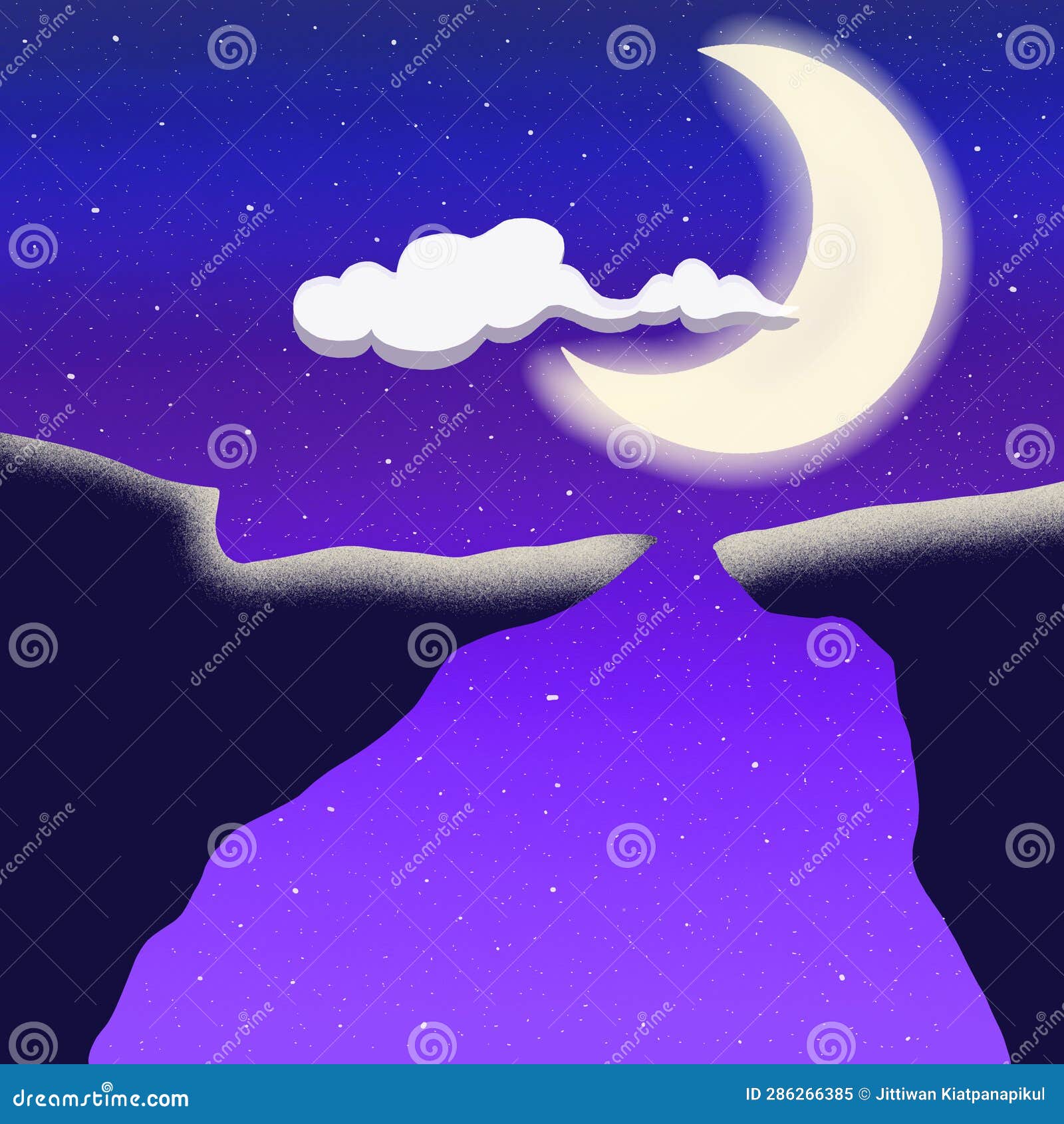 Cliff Landscape View with Moonlight Night Sky Wallpaper Background ...