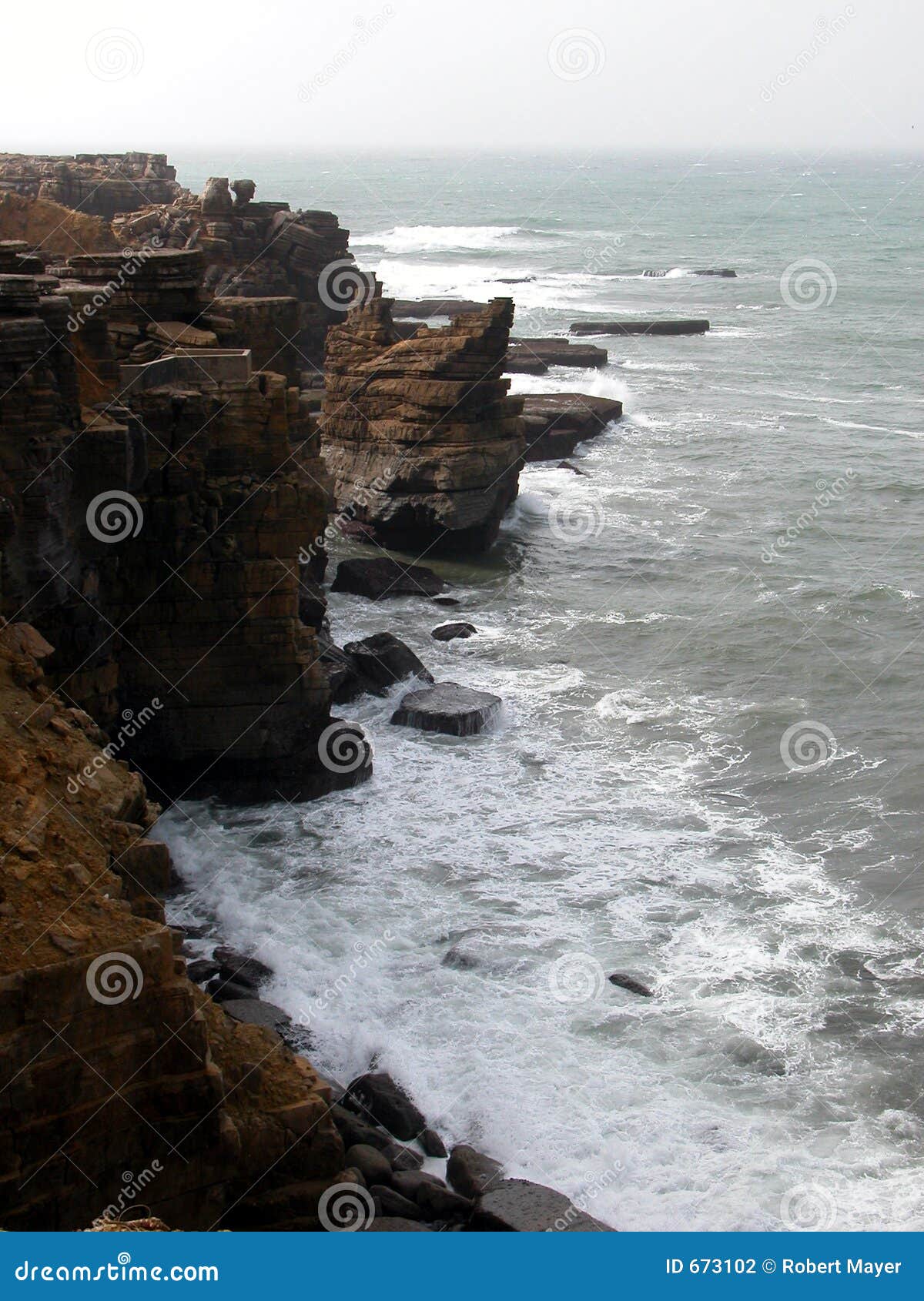 Cliff Line in Stormy Weather Stock Photo - Image of rock, coastline: 673102