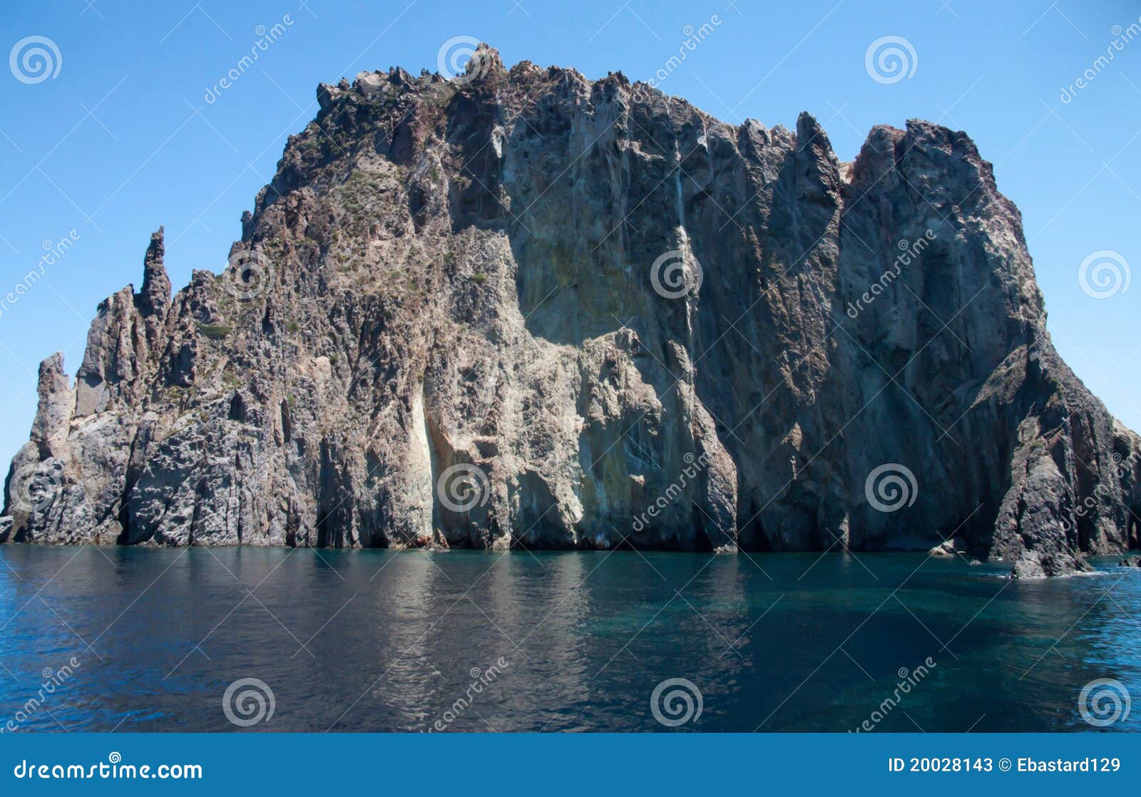 Cliff in the Middle of the Sea Stock Image - Image of stromboli ...