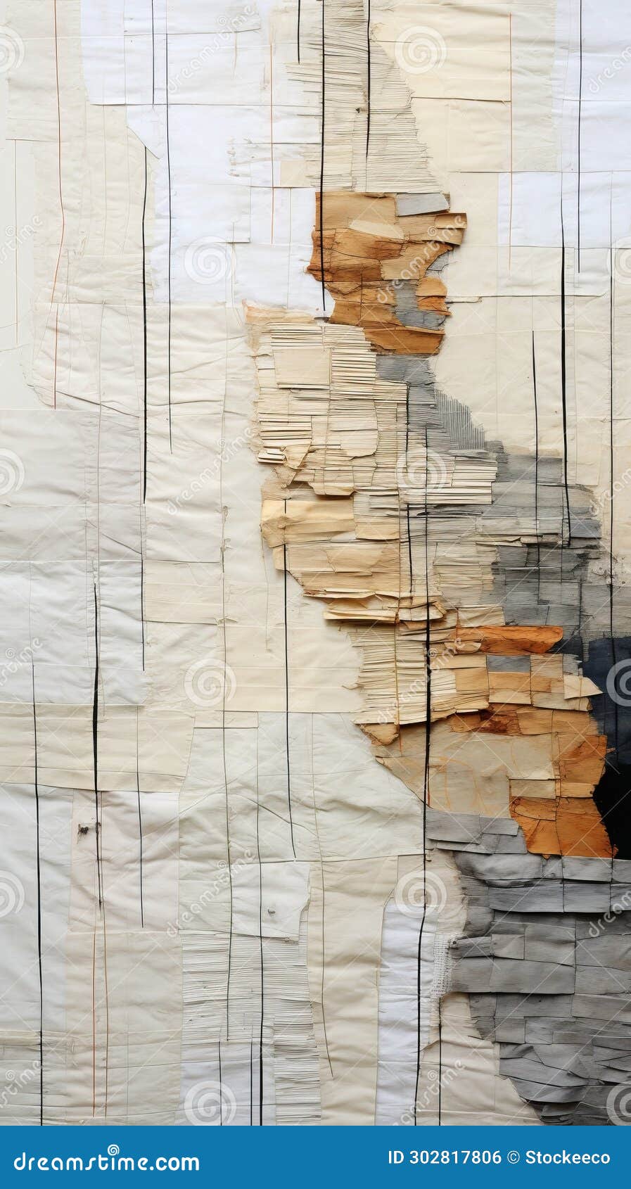 Cliff Mixed Media Fabric Thread Collage Installation Stock Illustration ...