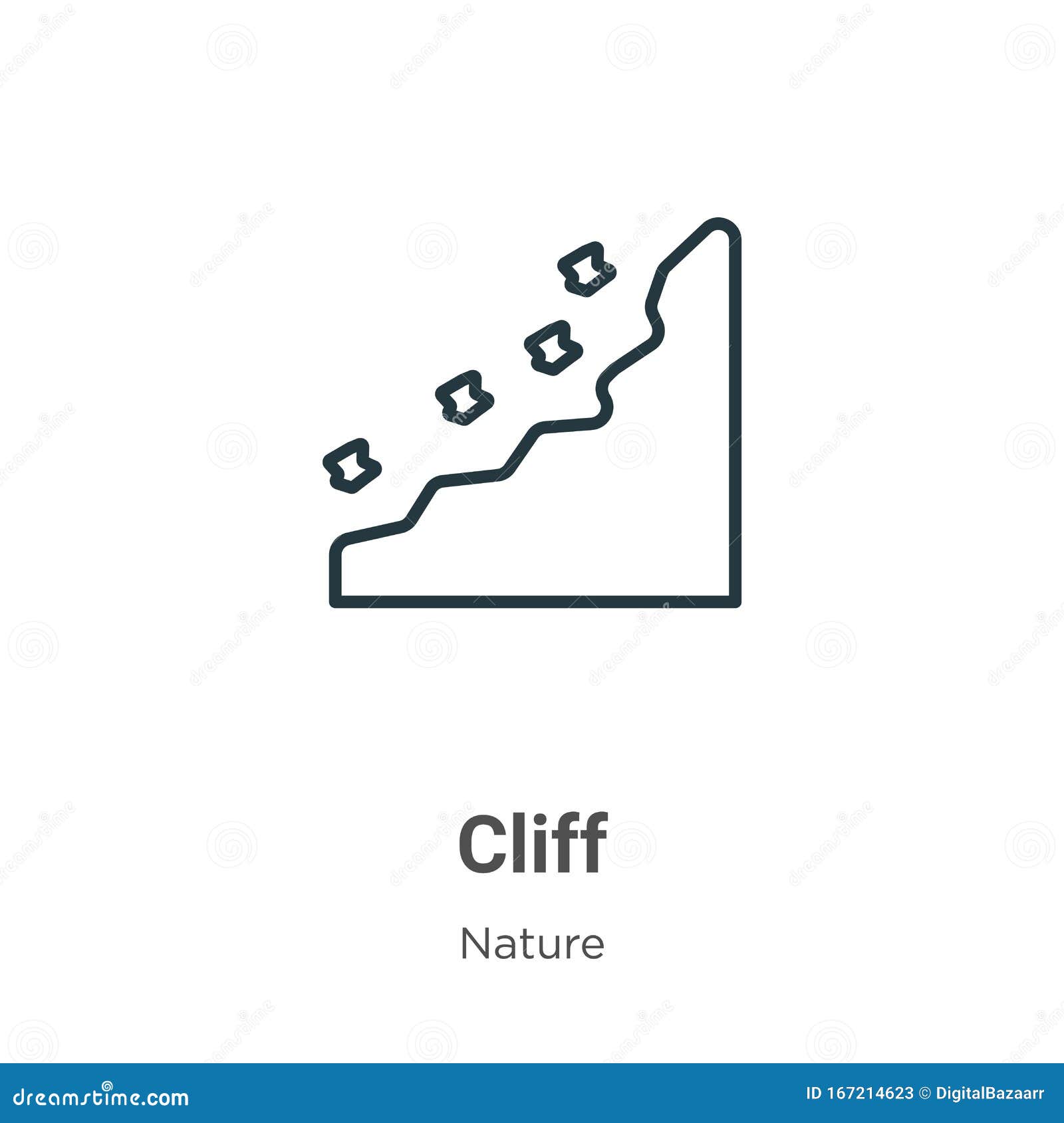 Cliff Outline Vector Icon. Thin Line Black Cliff Icon, Flat Vector ...