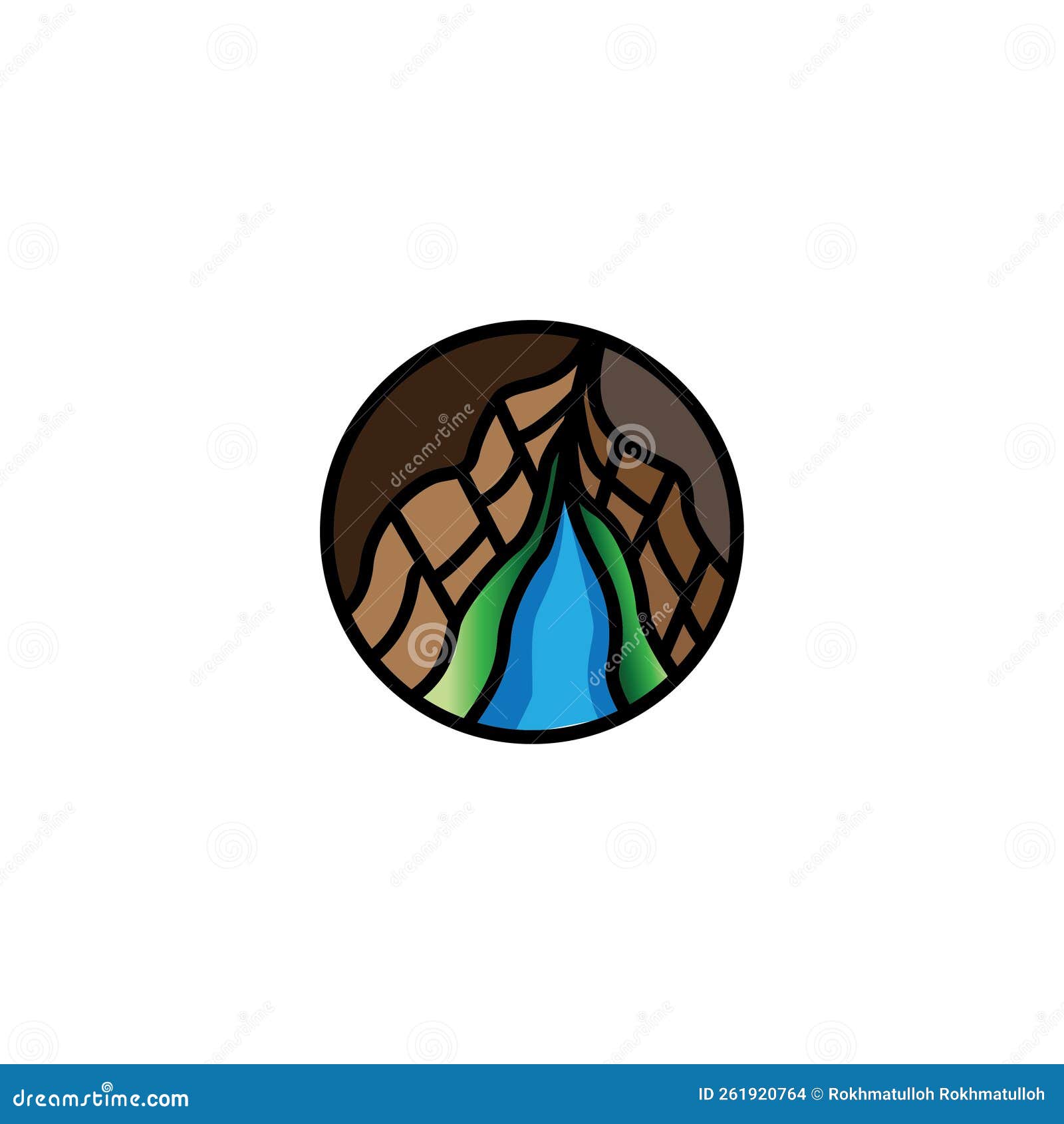 Cliff River Circle Color Outline Design Vector Illustration Stock ...