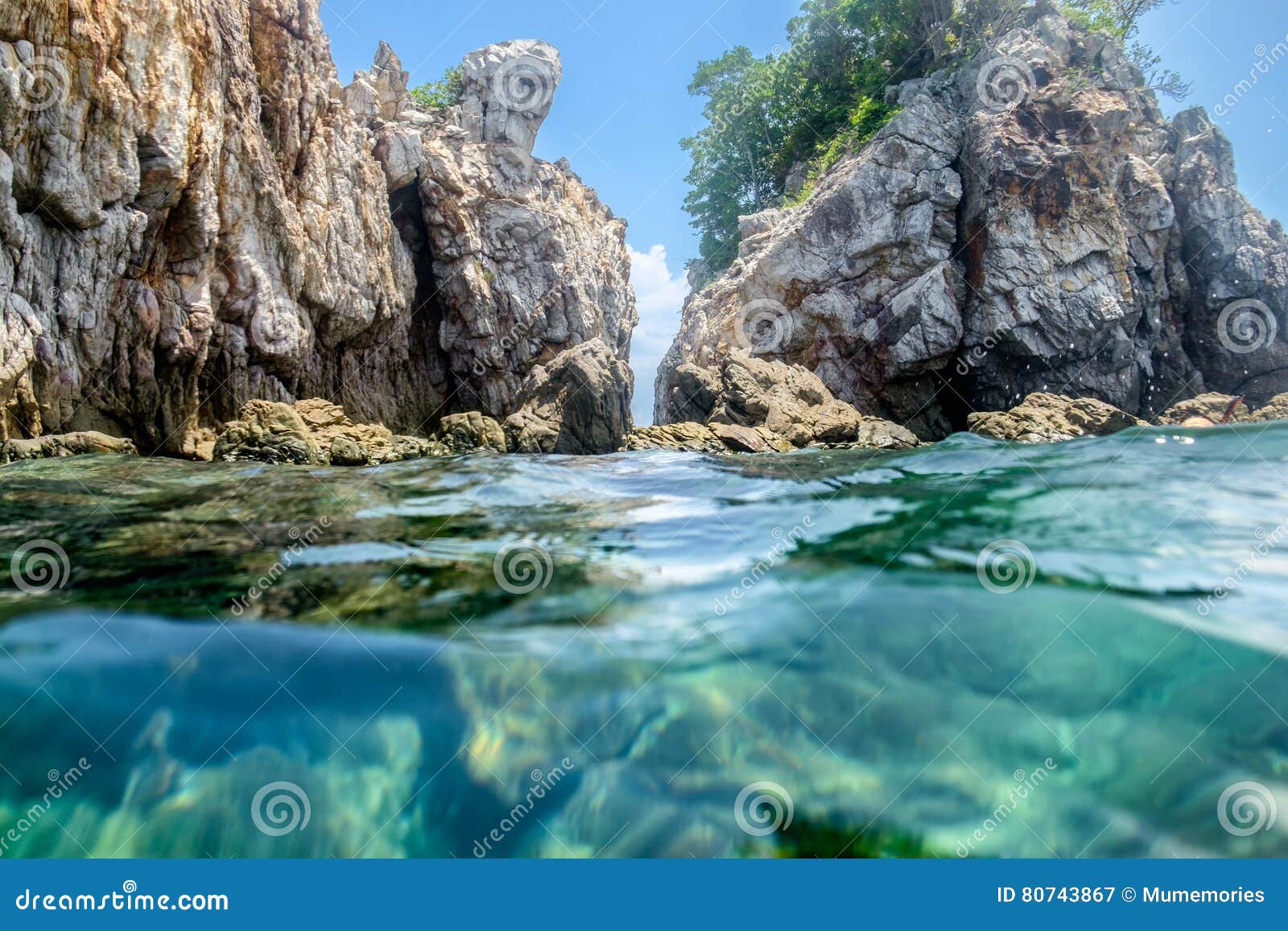 Cliff rock strait on sea stock image. Image of amazing - 80743867