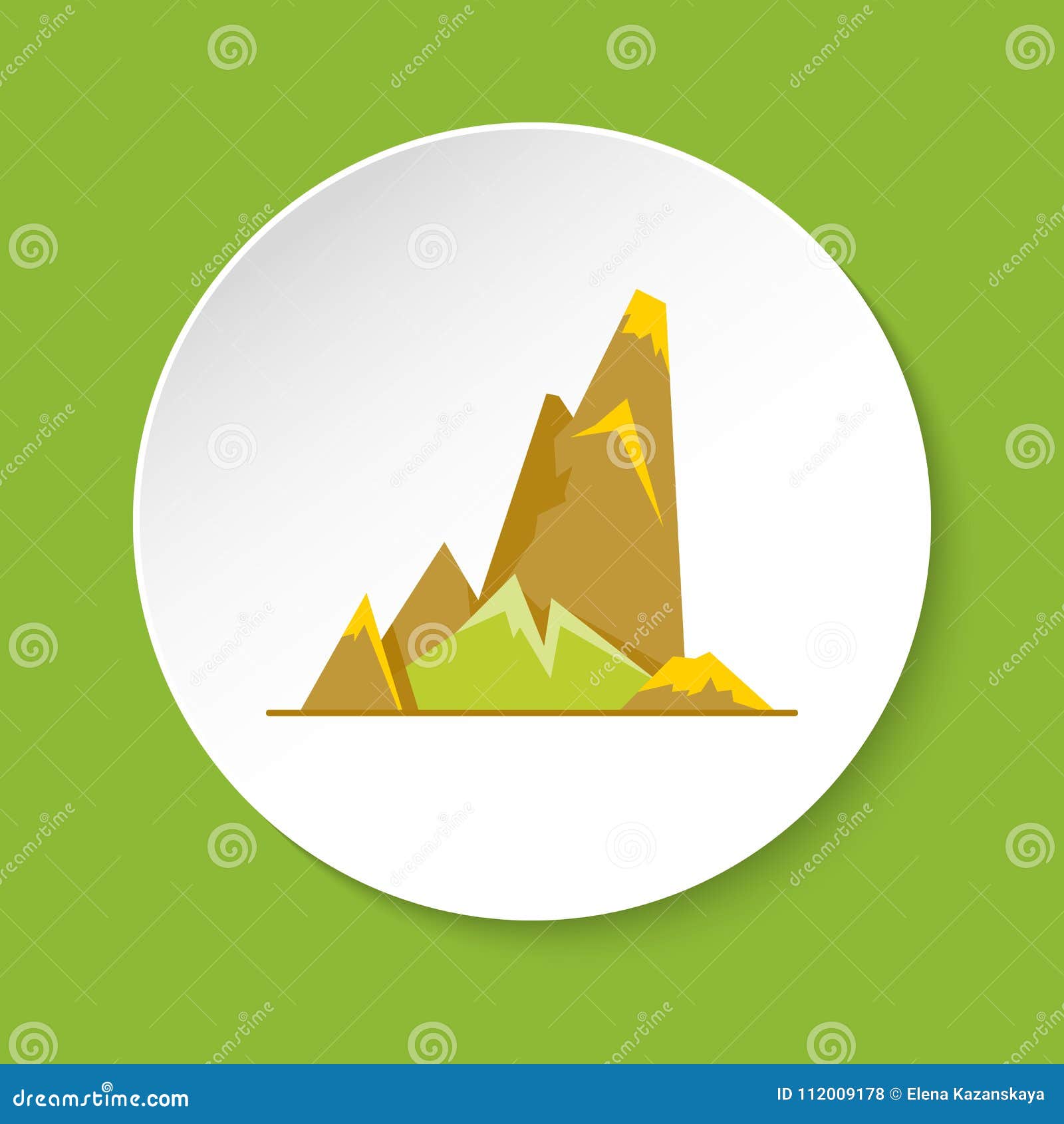 Cliff with Ledges Icon in Flat Style Stock Illustration - Illustration ...
