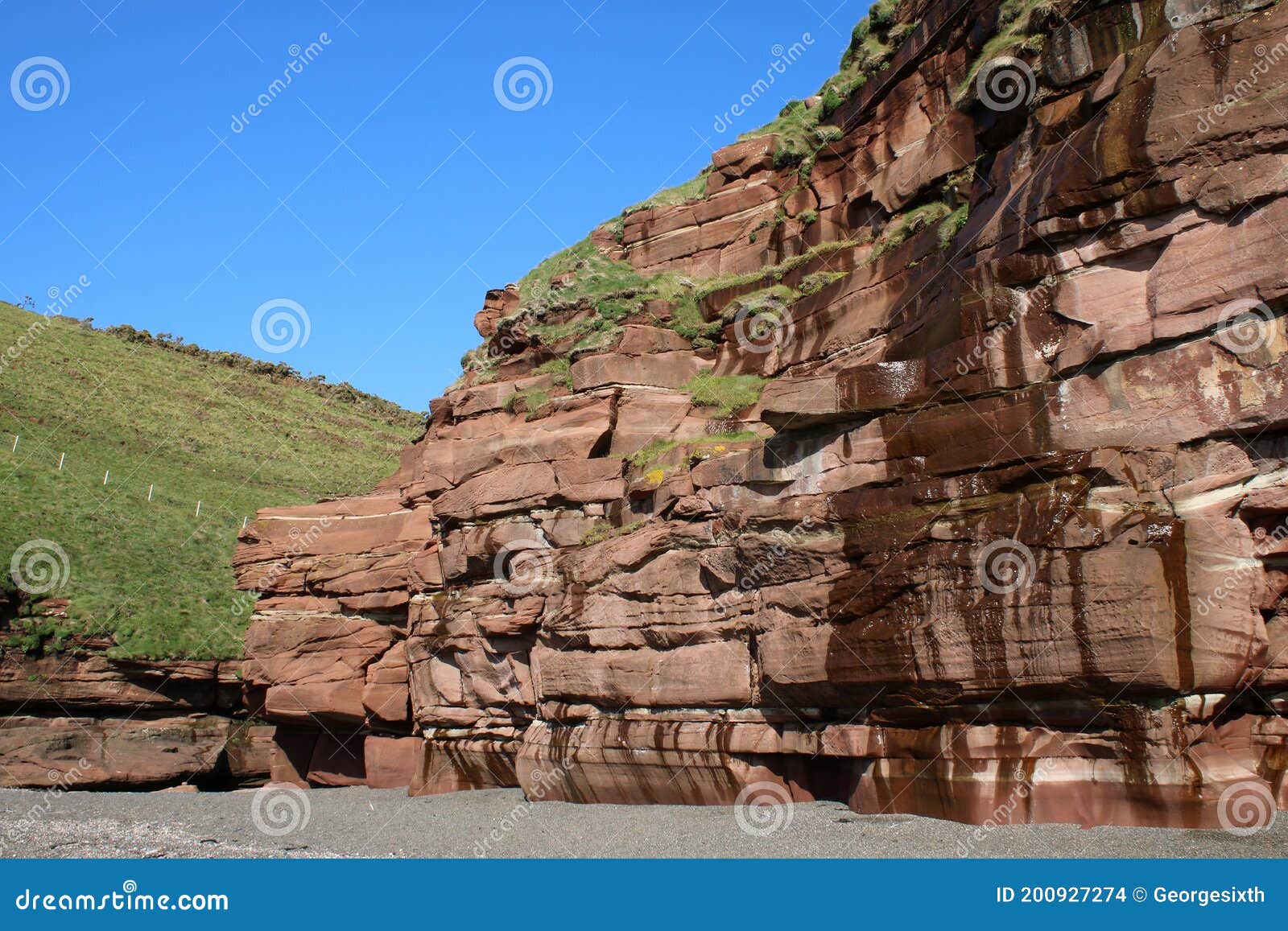 Cliff, Shingle Beach, Fleswick Bay, St Bees Head Stock Photo - Image of ...