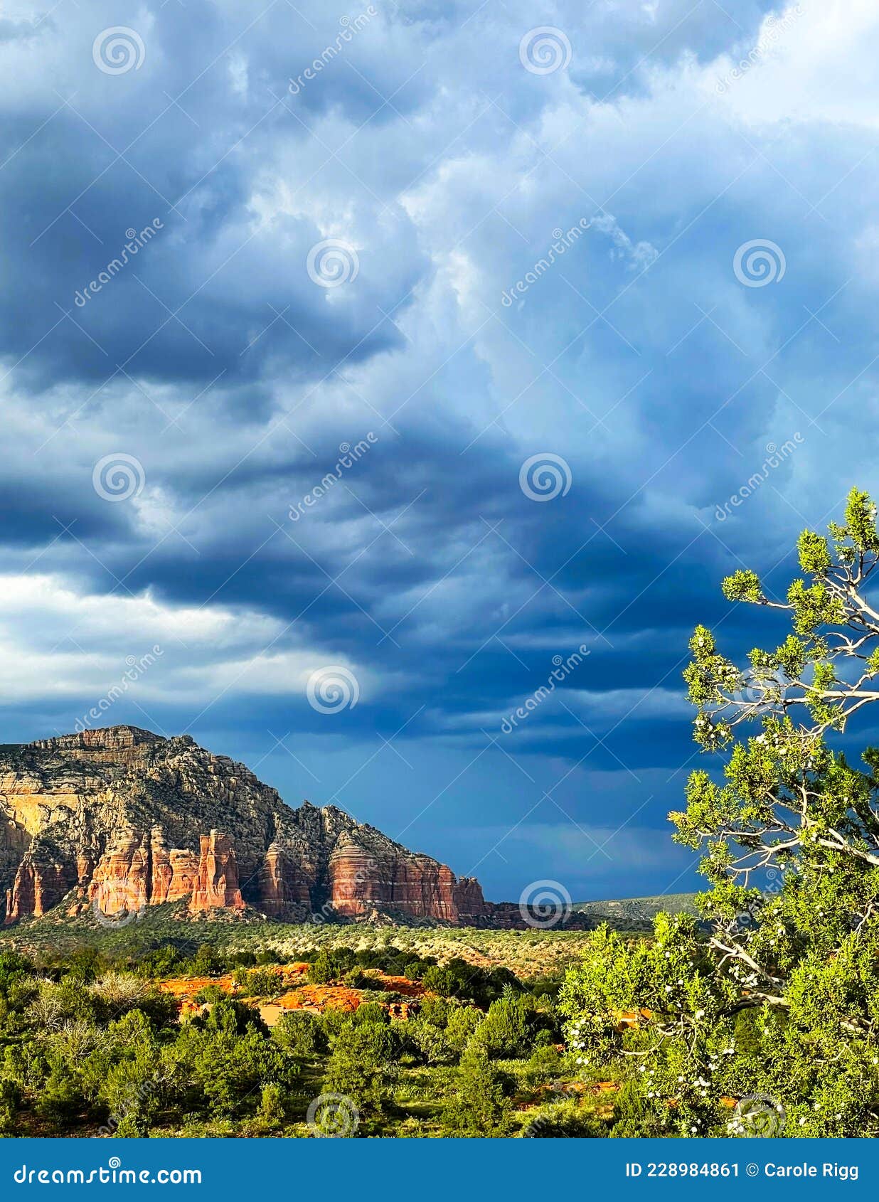 Sedona Red Cliff with Storm Vertical Stock Image - Image of vertical ...