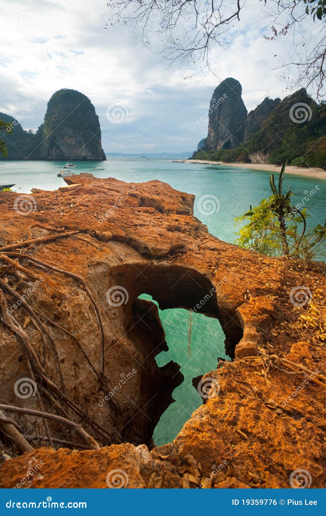 Cliff Top View Phra Nang Beach Karsts Stock Photo - Image of raileh ...