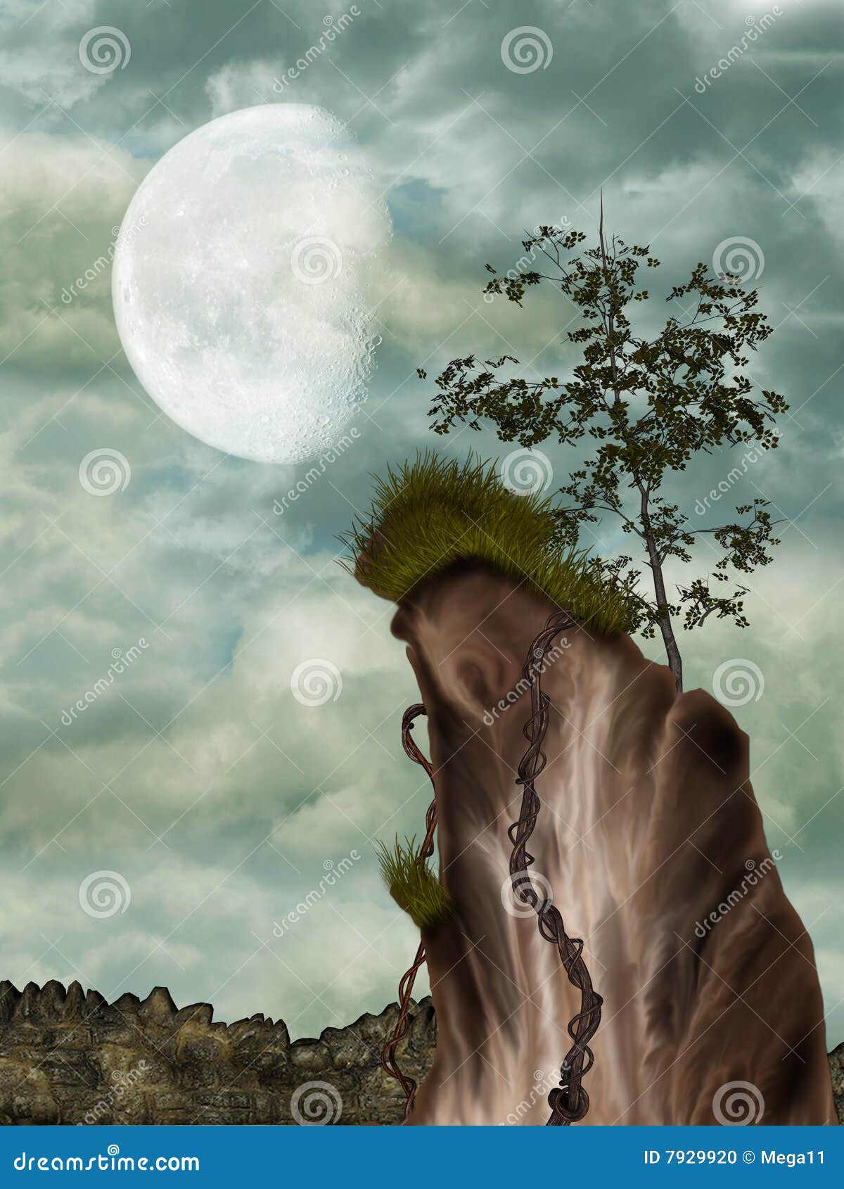 Cliff and Tree stock illustration. Illustration of mega11 - 7929920
