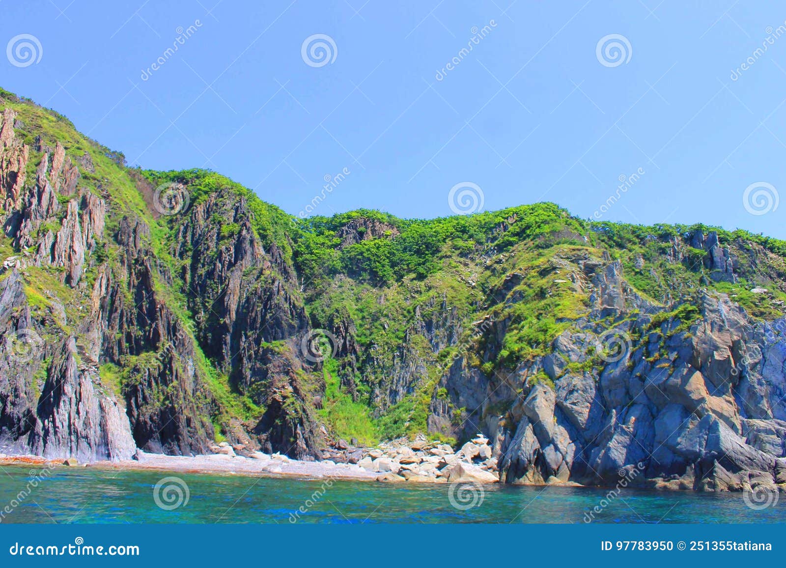 Cliff with vegetation stock photo. Image of famous, shore - 97783950