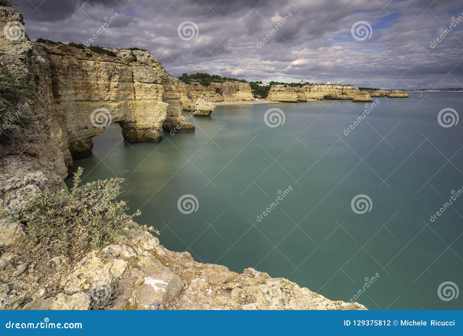 Cliff View Over the Ocean during a Cloudy Stock Photo - Image of ...