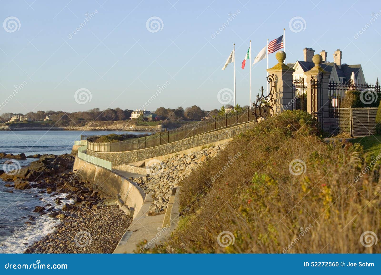 The Cliff Walk, Cliffside Mansions of Newport Rhode Island Editorial ...