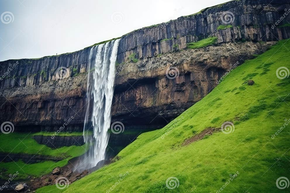 Cliff with a Waterfall Cascading Down Its Side Stock Photo - Image of ...