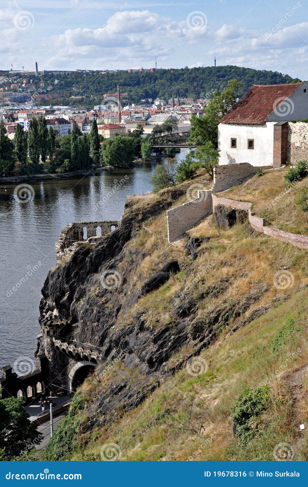 Cliffs Above the Vltava River in Prague Stock Photo - Image of ...