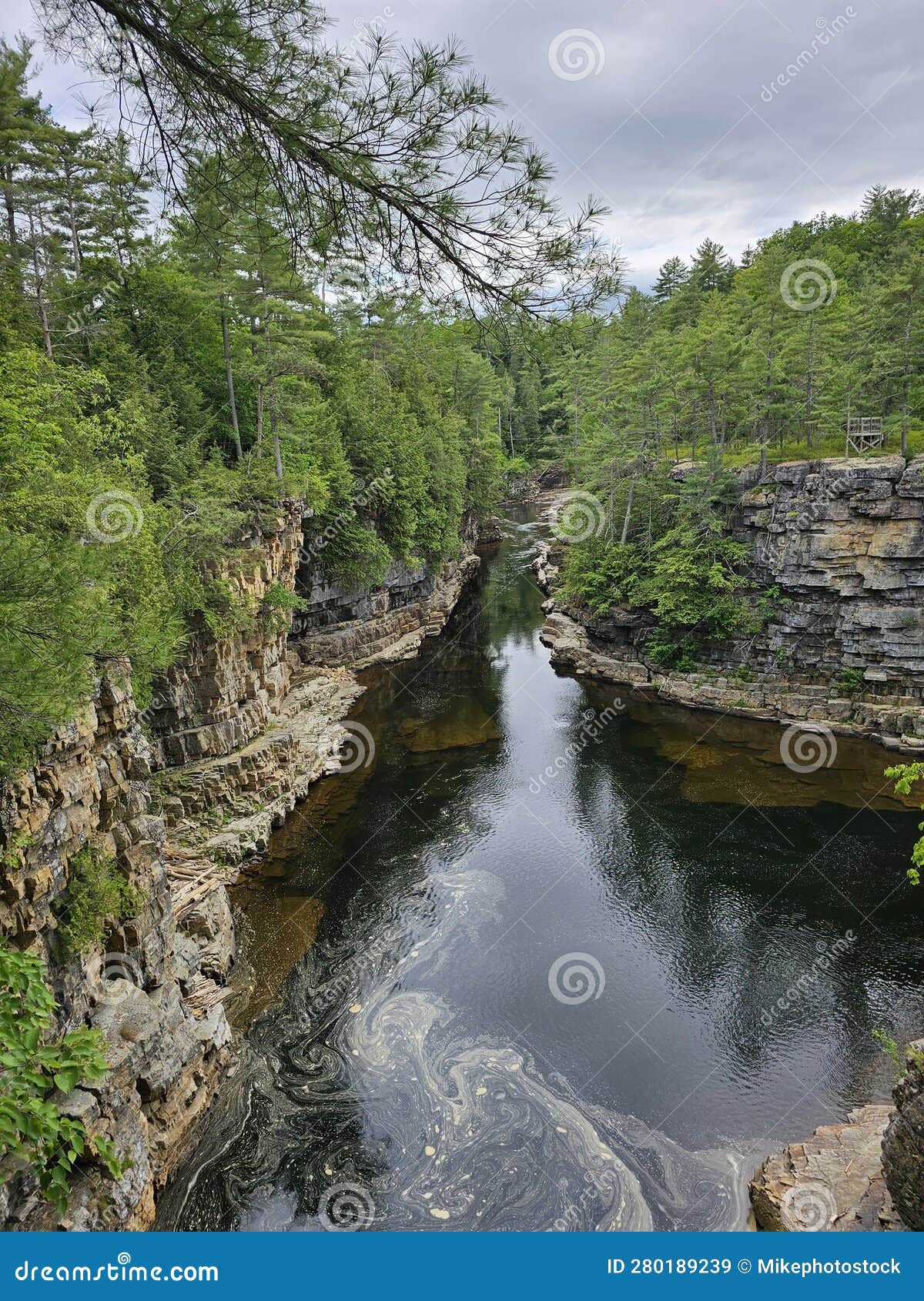 The Cliffs in Ausable Chasm Canyon Mountain River in New York State ...
