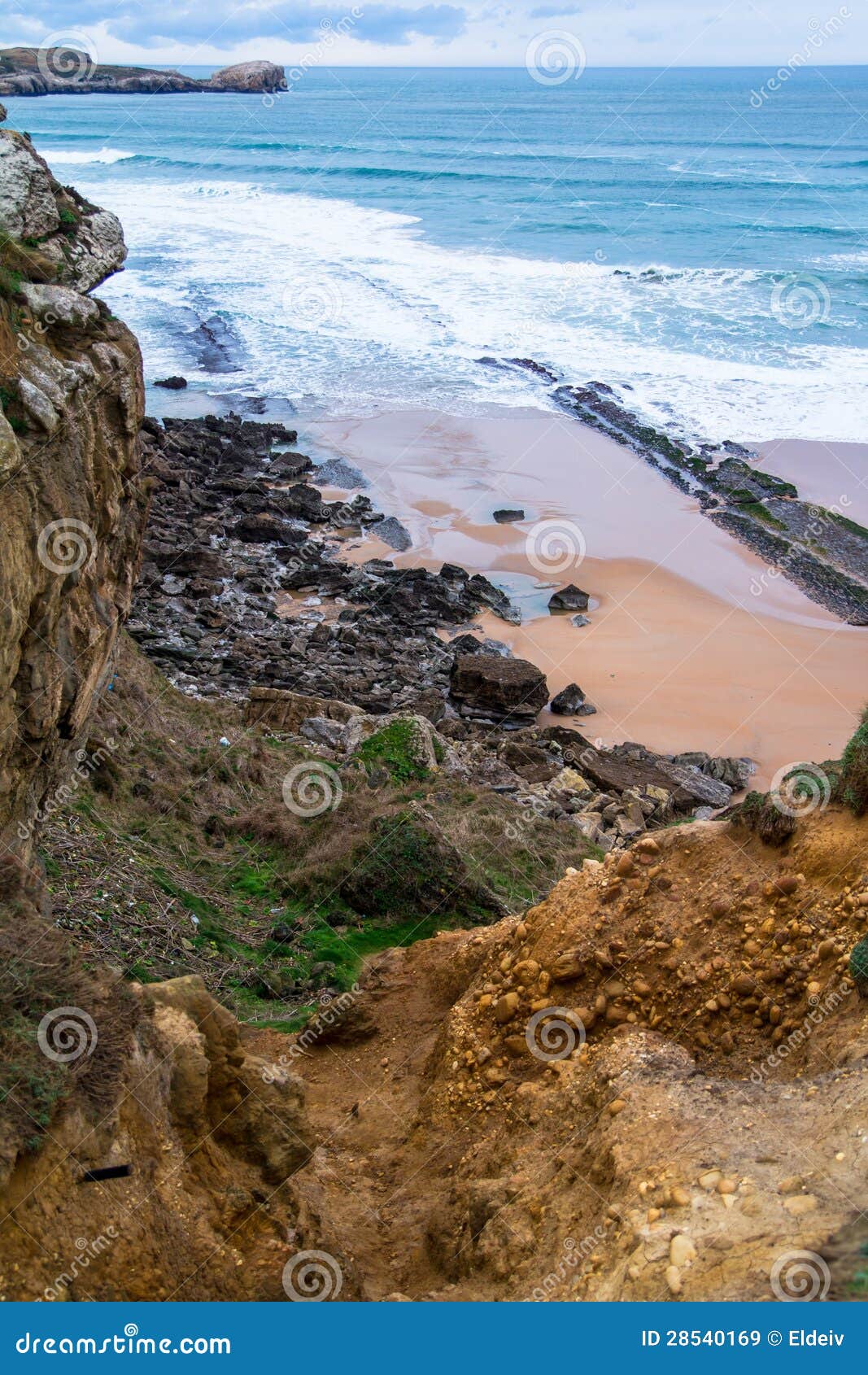 Cliffs and Beach stock image. Image of beach, stone, rock - 28540169
