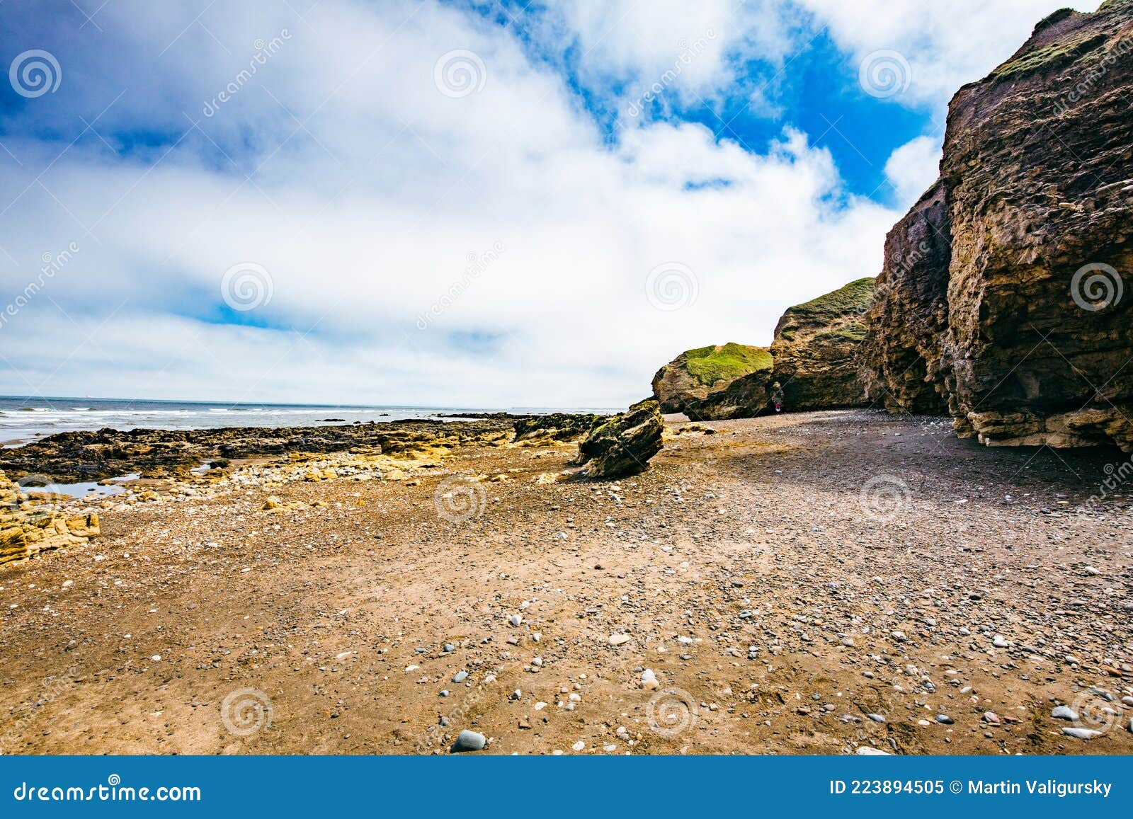 Cliffs and Beach at Blackhall Rocks and Cromdon Dene Beach Stock Image ...