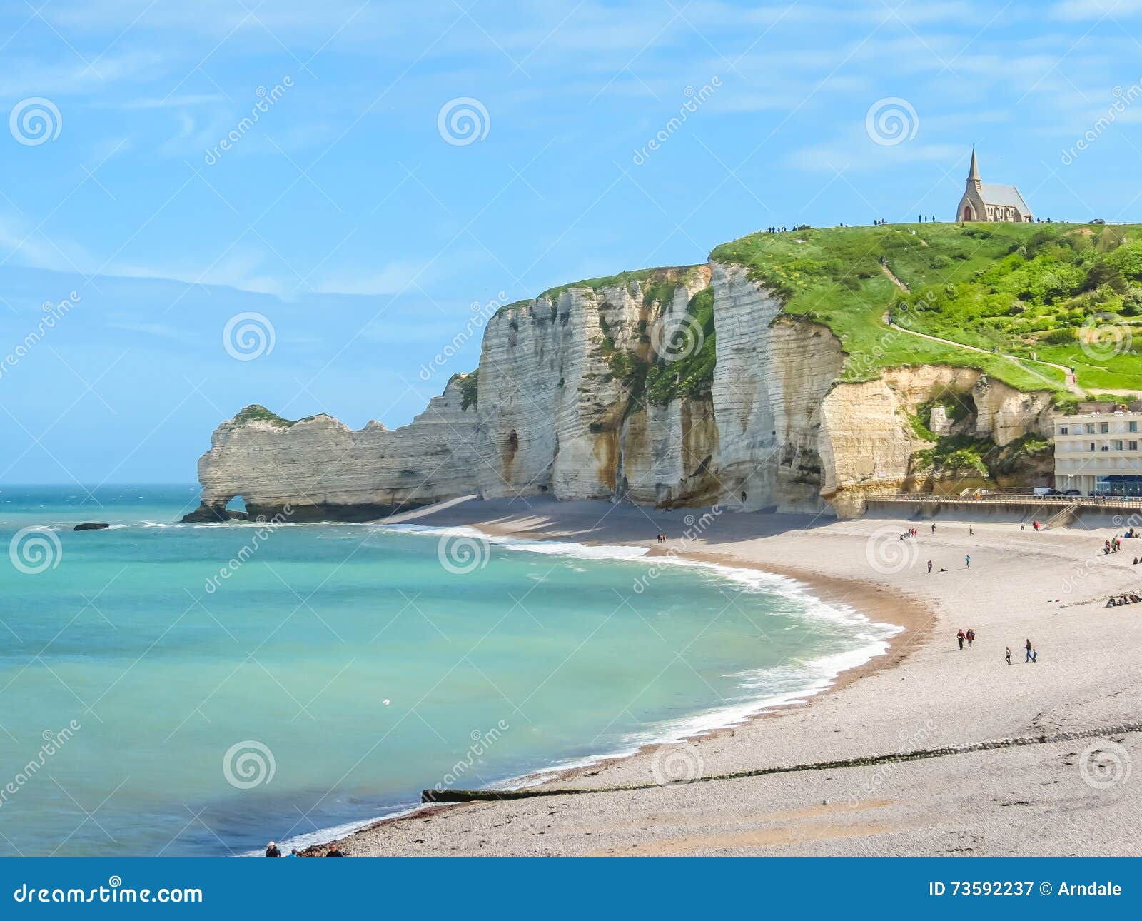 Cliffs and Beach of Etretat, Normandy, France Stock Image - Image of ...