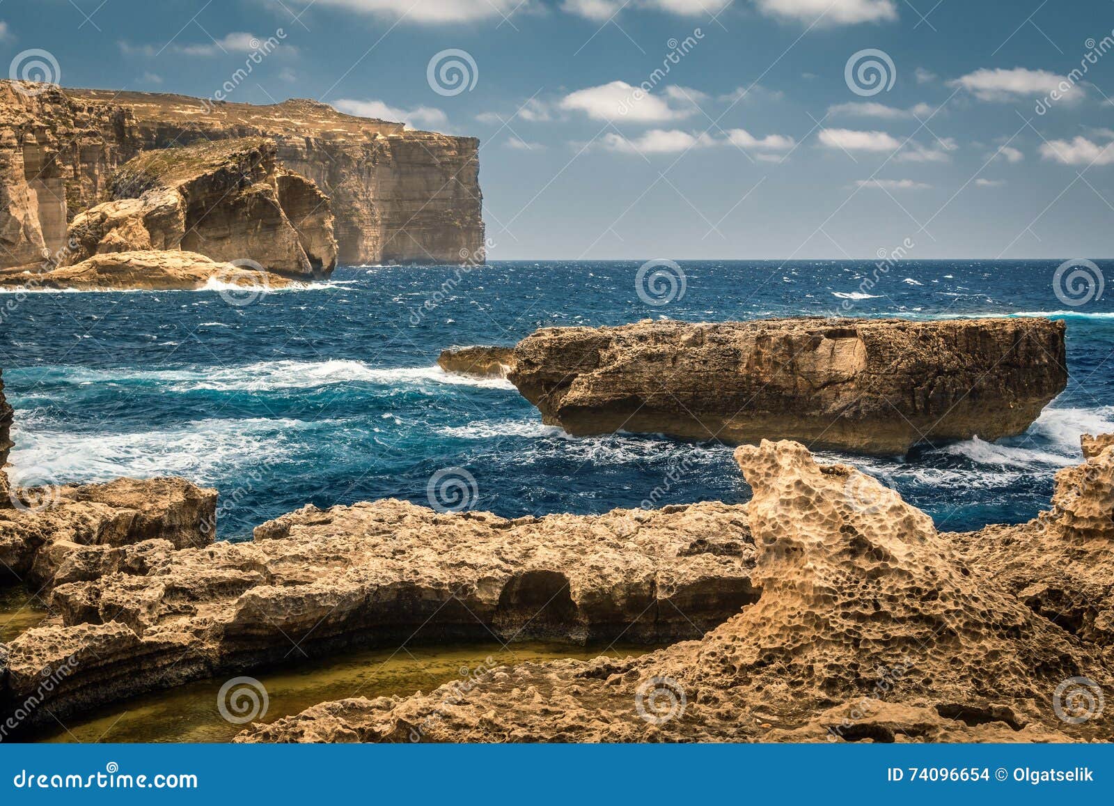 Cliffs at the Blue Window in Malta Stock Photo - Image of gozo, natural ...