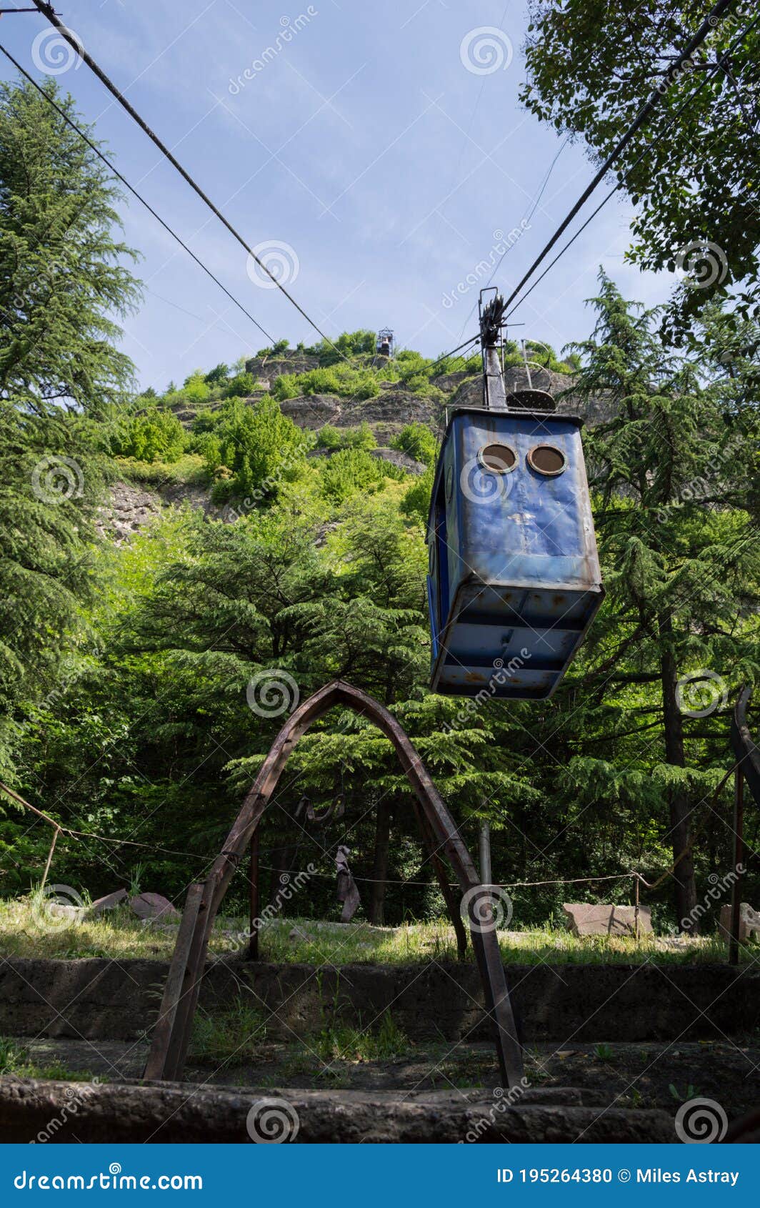 Cliffs and Cable Car in Mining Town Chiatura, Georgia Stock Photo ...