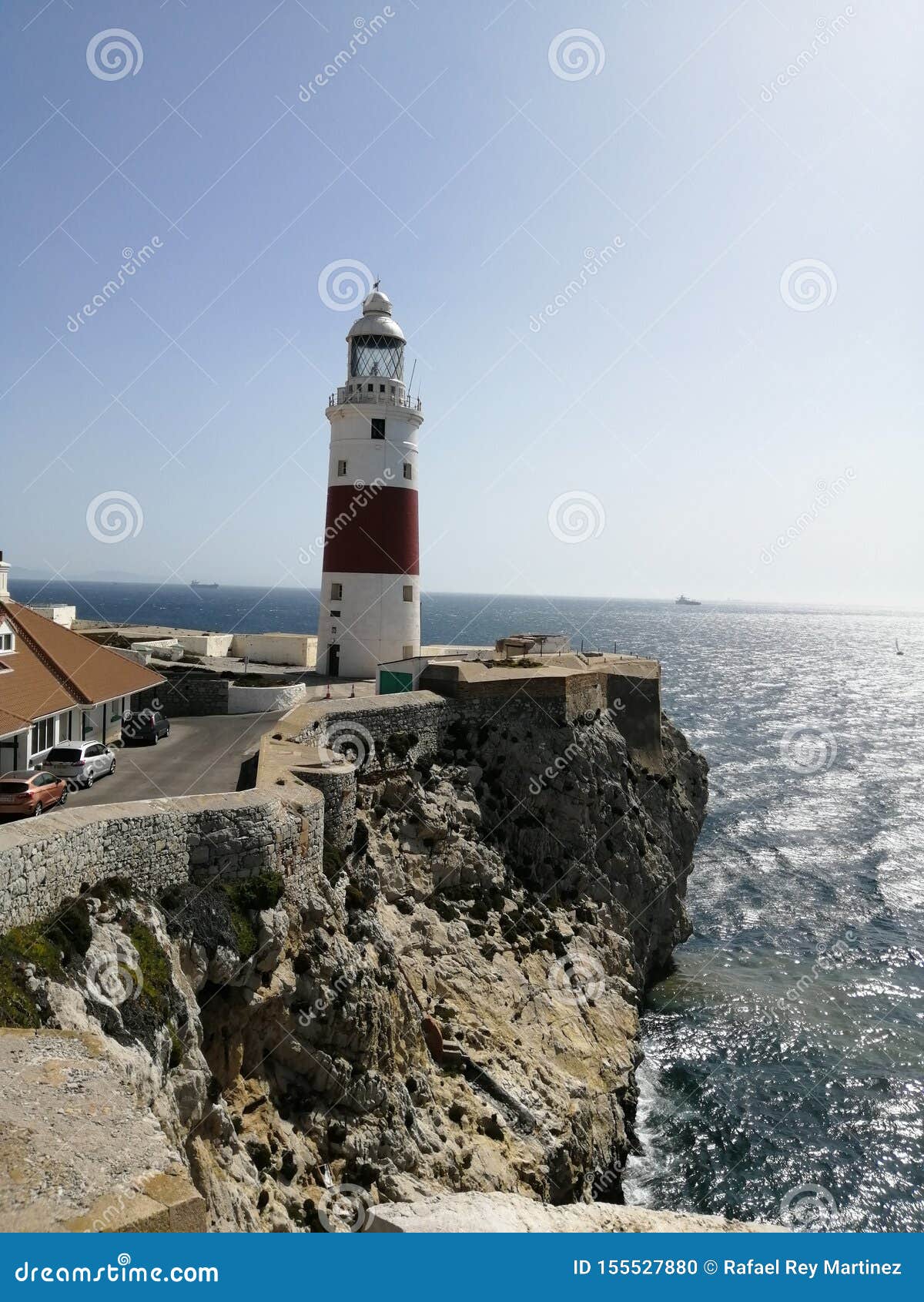 View of the Cliffs and Lighthouse of Europe Point-Gibraltar Stock Photo ...
