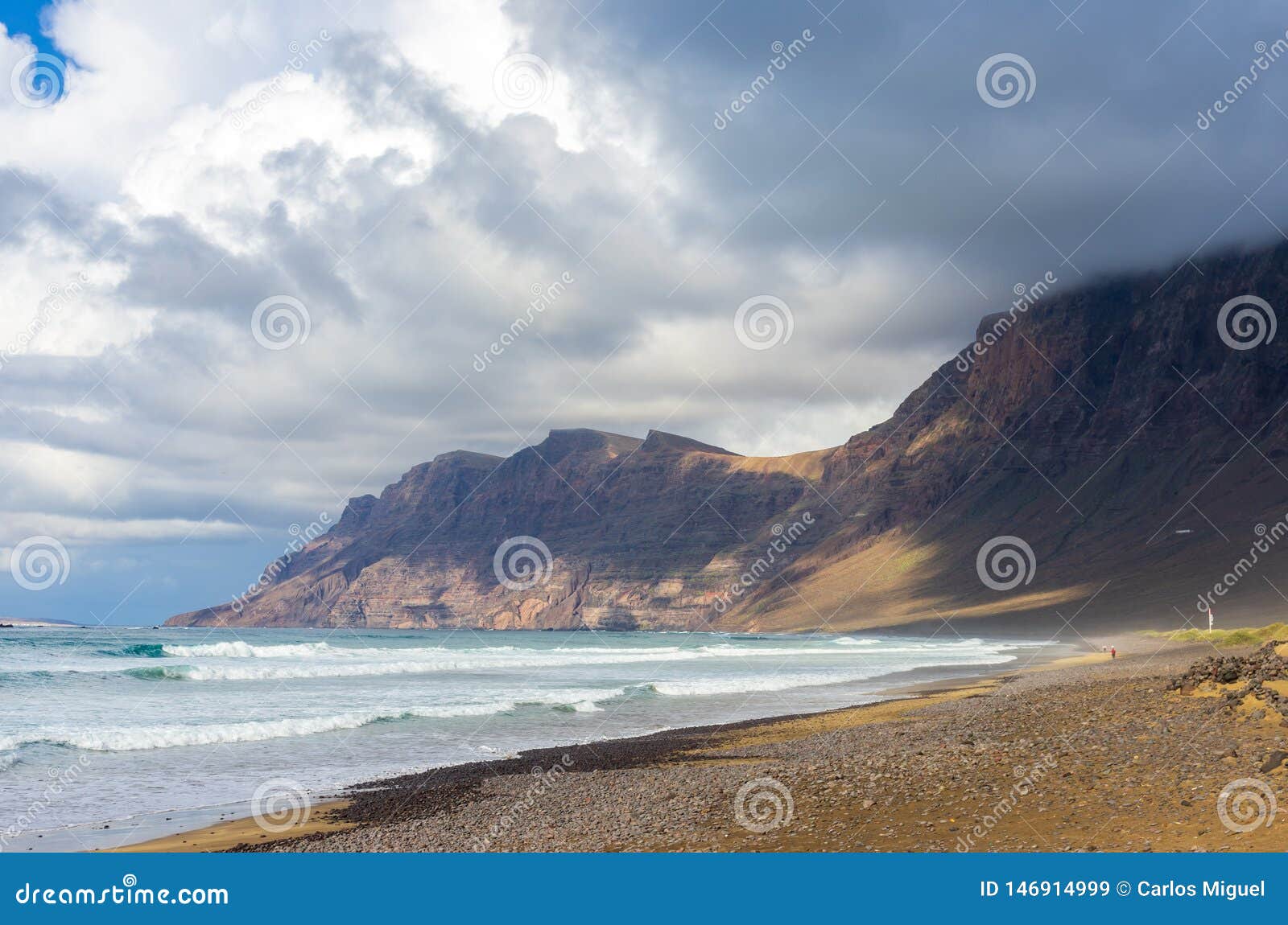 Cliffs of Famara beach stock image. Image of scenic - 146914999