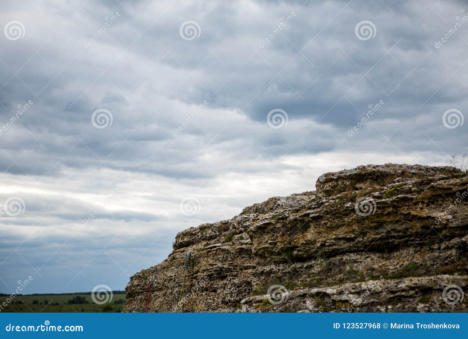 Cliffs with Gloomy Cloudy Evening Sky Stock Photo - Image of country ...