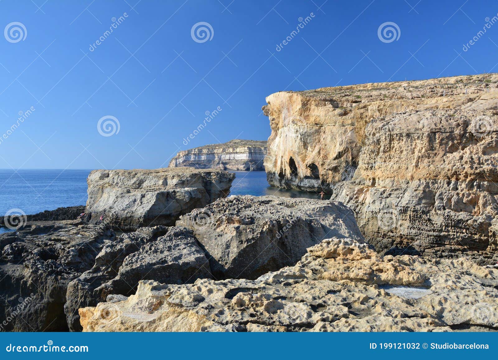 Cliffs of Gozo Island, Azure Window Place Stock Photo - Image of shore ...