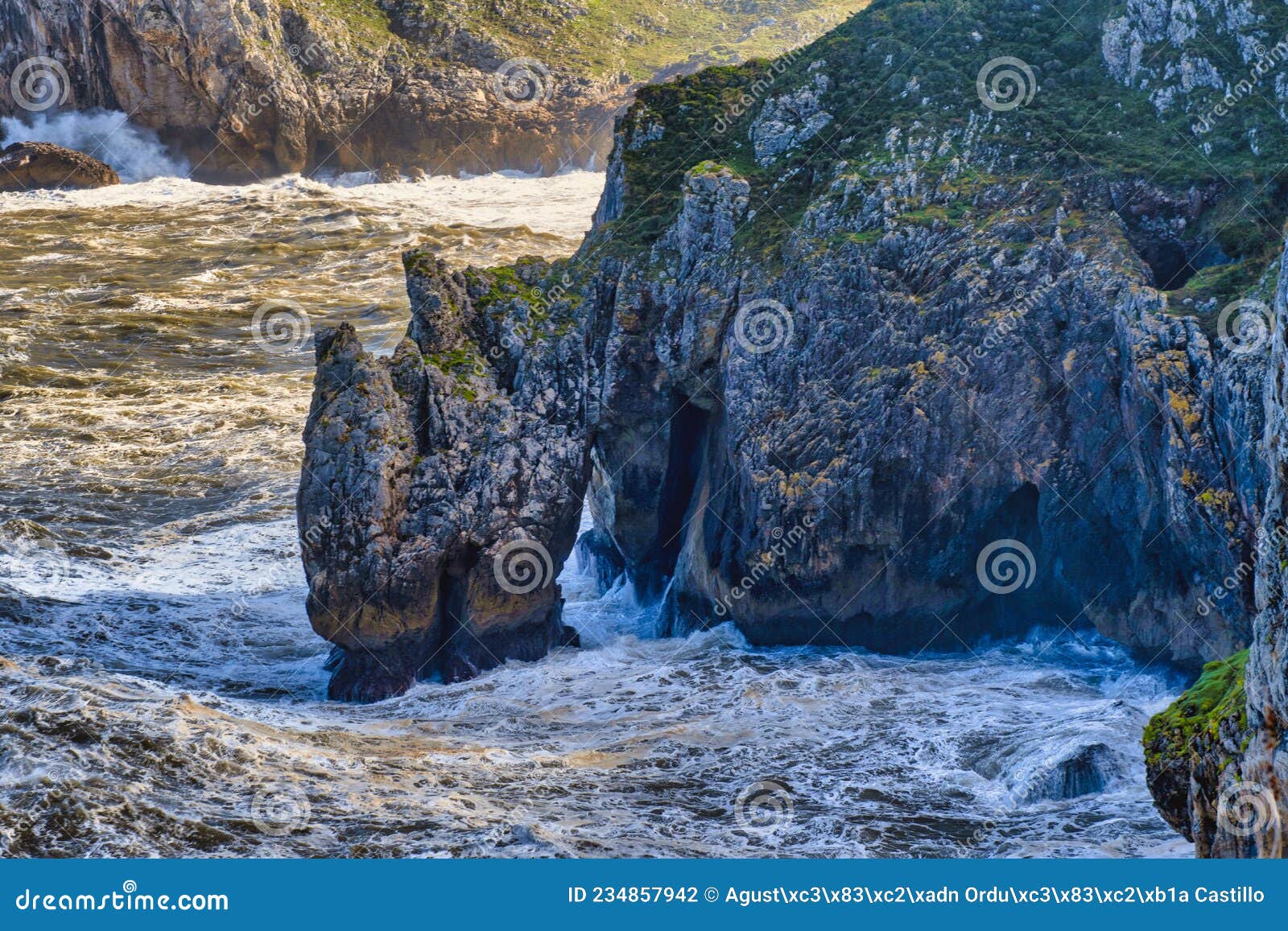 Landscape and Rugged Cliffs of the Asturian Coast. Stock Photo - Image ...
