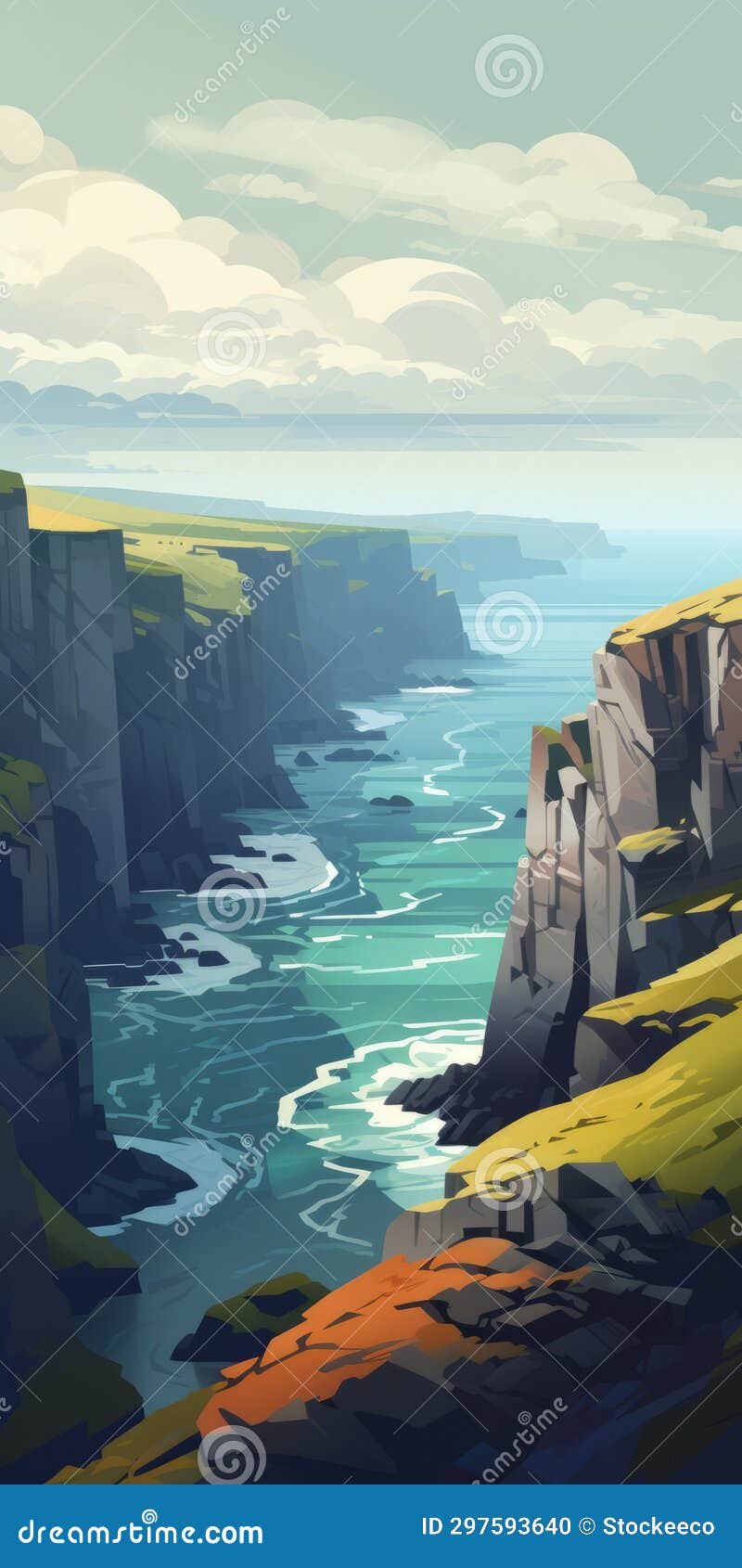 Eerily Realistic Digital Painting of a Grandiose Mountain Cliff and Sea ...