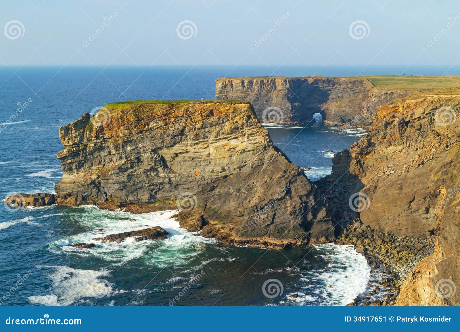 Cliffs of Kilkee in Ireland Stock Image - Image of extreme, panorama ...