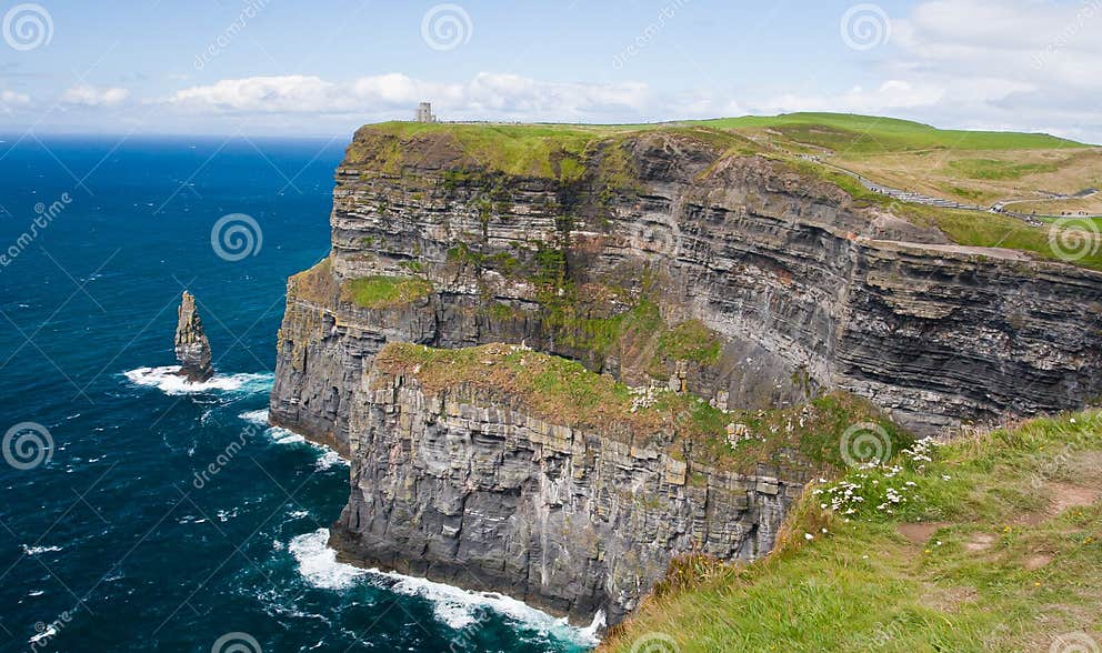 Cliffs of Moher stock image. Image of waves, tower, coast - 20671331
