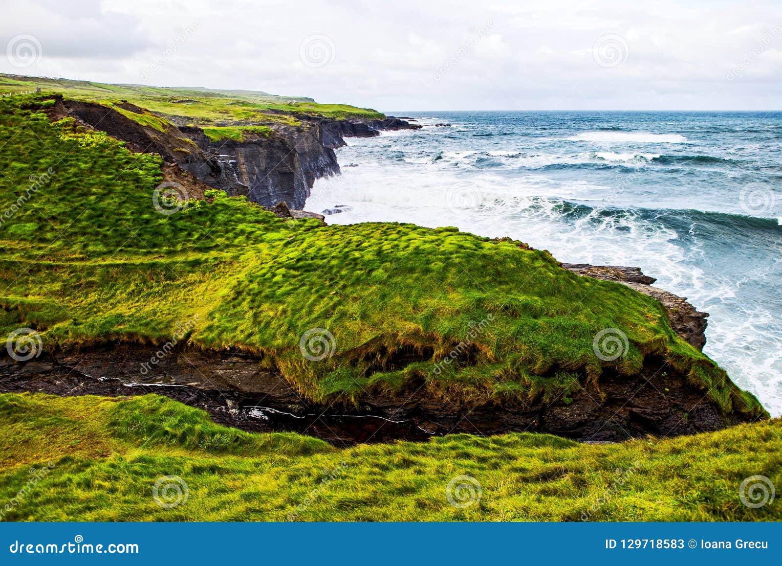 Cliffs of Moher at the Alantic Ocean in Western Ireland with Waves ...