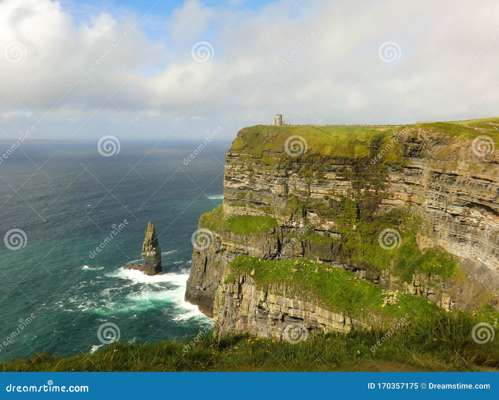 Cliffs of Moher and Waves from the Sea Stock Image - Image of sunny ...
