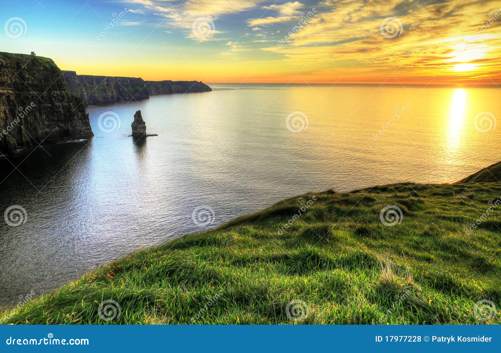 Cliffs of Moher at sunset stock photo. Image of famous - 17977228