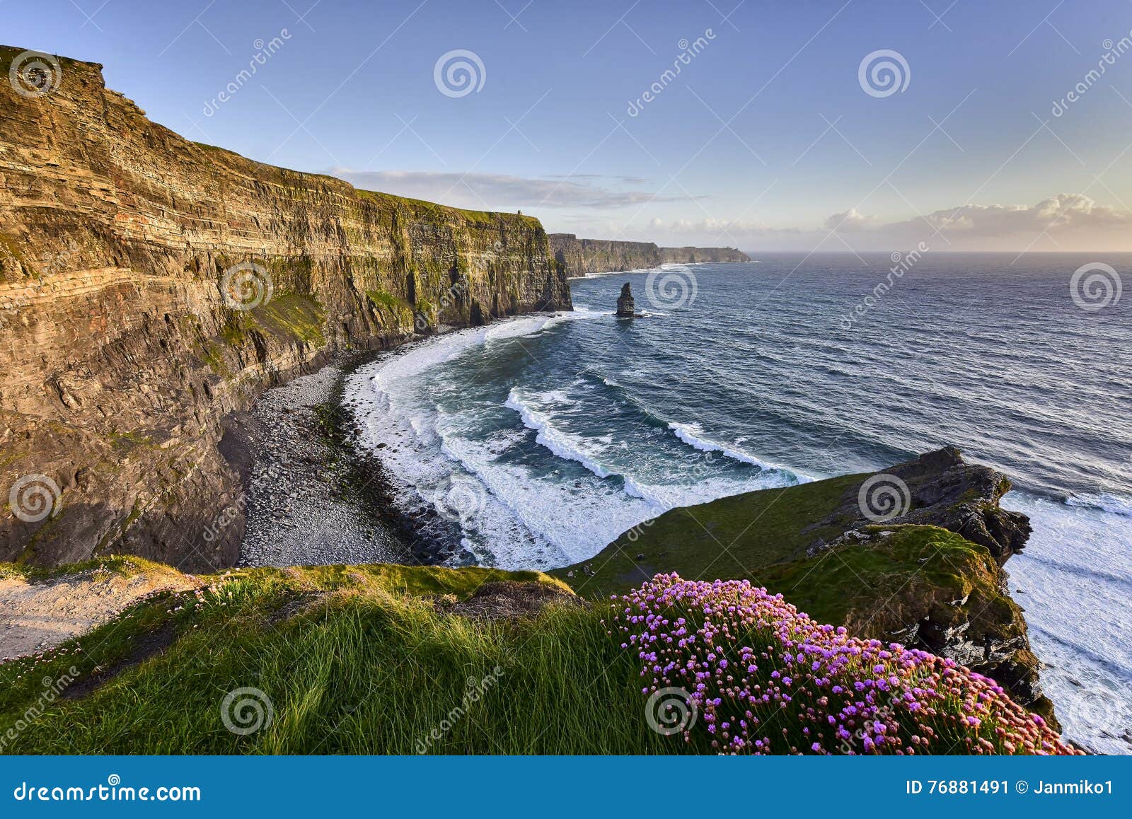 Cliffs of Moher at Sunset, Co. Clare Stock Image - Image of atlantic ...
