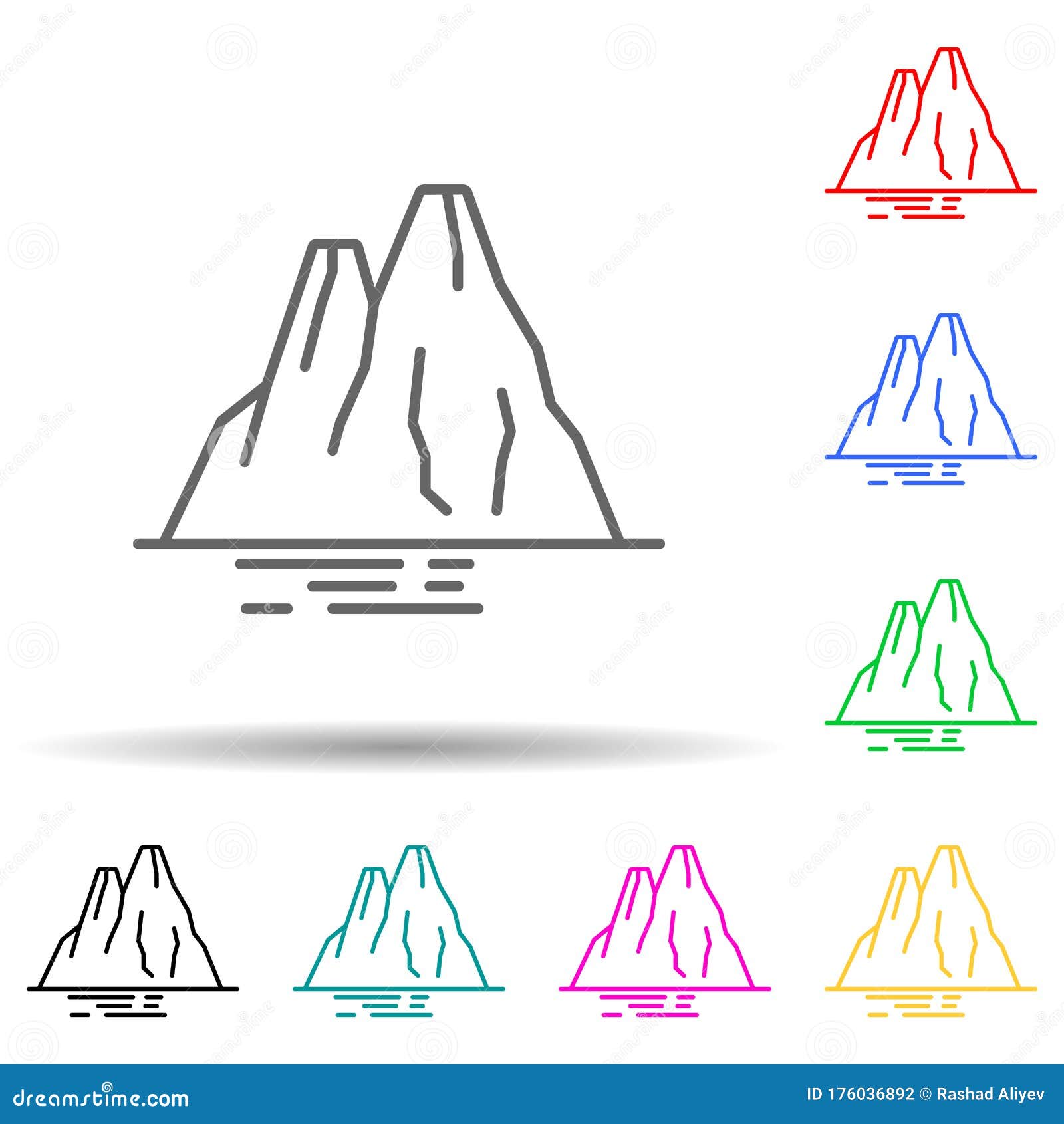 Cliffs Multi Color Set Icon. Simple Thin Line, Outline Vector of ...