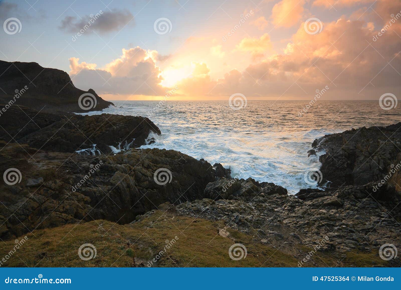 Port Eynon At Sunset In The Gower Peninsular, South Wales Stock Photo ...
