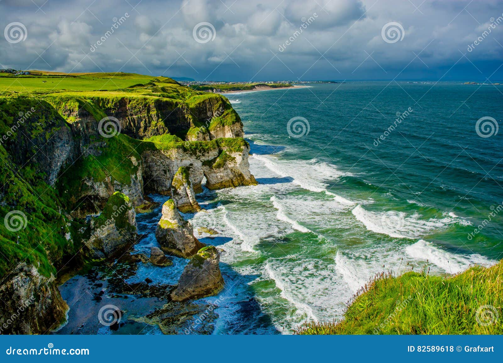 Cliffs Near Portrush in Northern Ireland Stock Photo - Image of ...