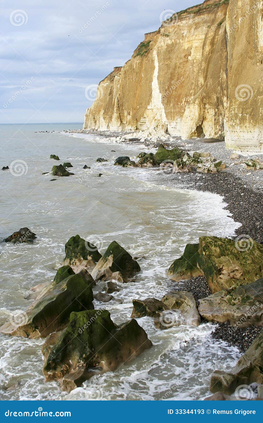 Cliffs in Normandy stock image. Image of clouds, shore - 33344193