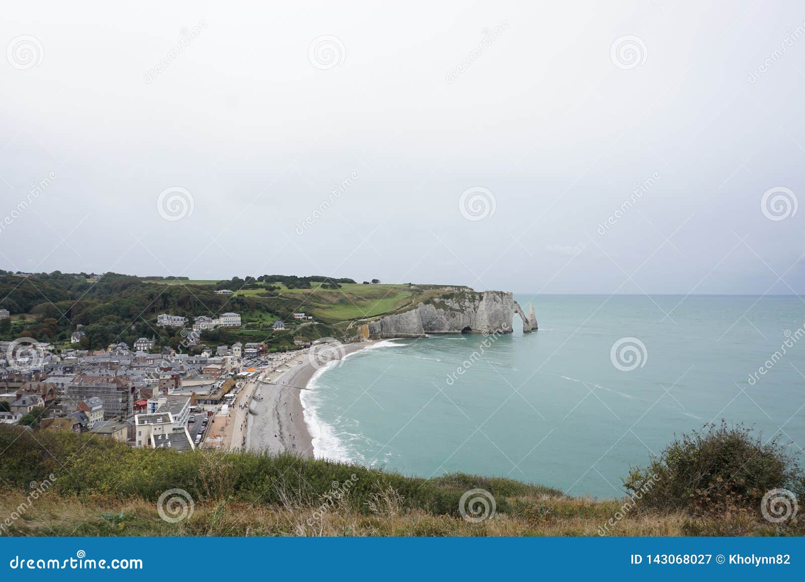 Cliffs Overlooking a Seaside Town Stock Image - Image of wooden ...