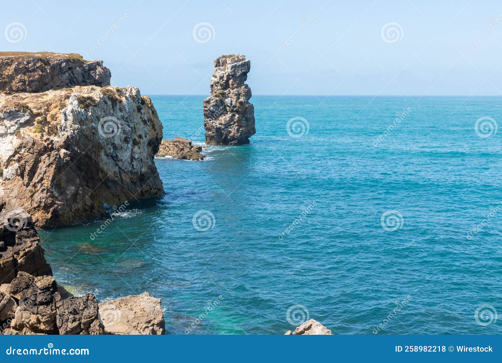 Cliffs in the Sea in Papoa Island in Portugal Stock Photo - Image of ...