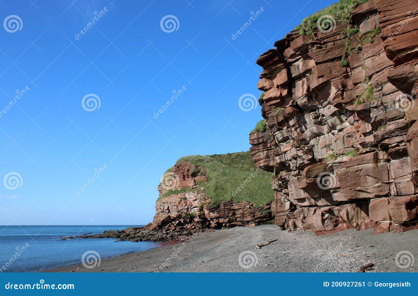 Cliffs, Shingle Beach, Fleswick Bay, St Bees Head Stock Image - Image ...