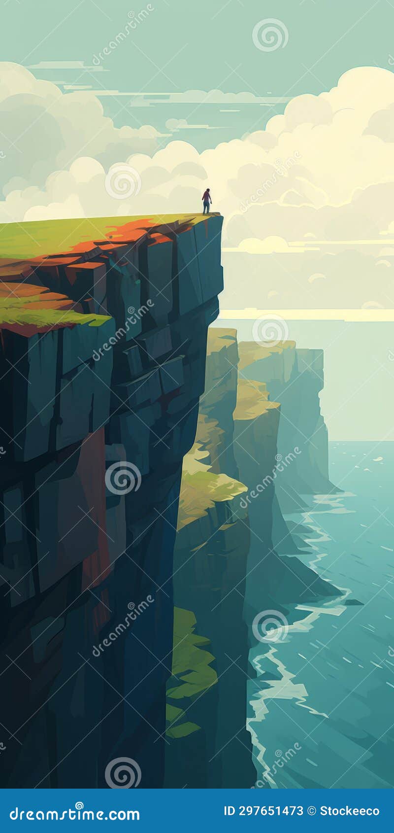 Eerily Realistic Cliff Masterpiece in the Style of Atey Ghailan Stock ...