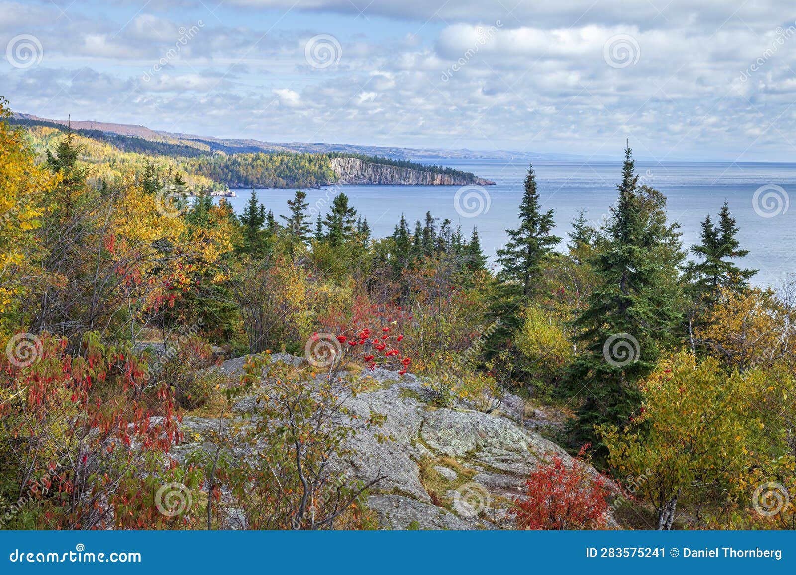 Cliffs and Trees in Fall Color Along Lake Superior in the Fall Stock ...