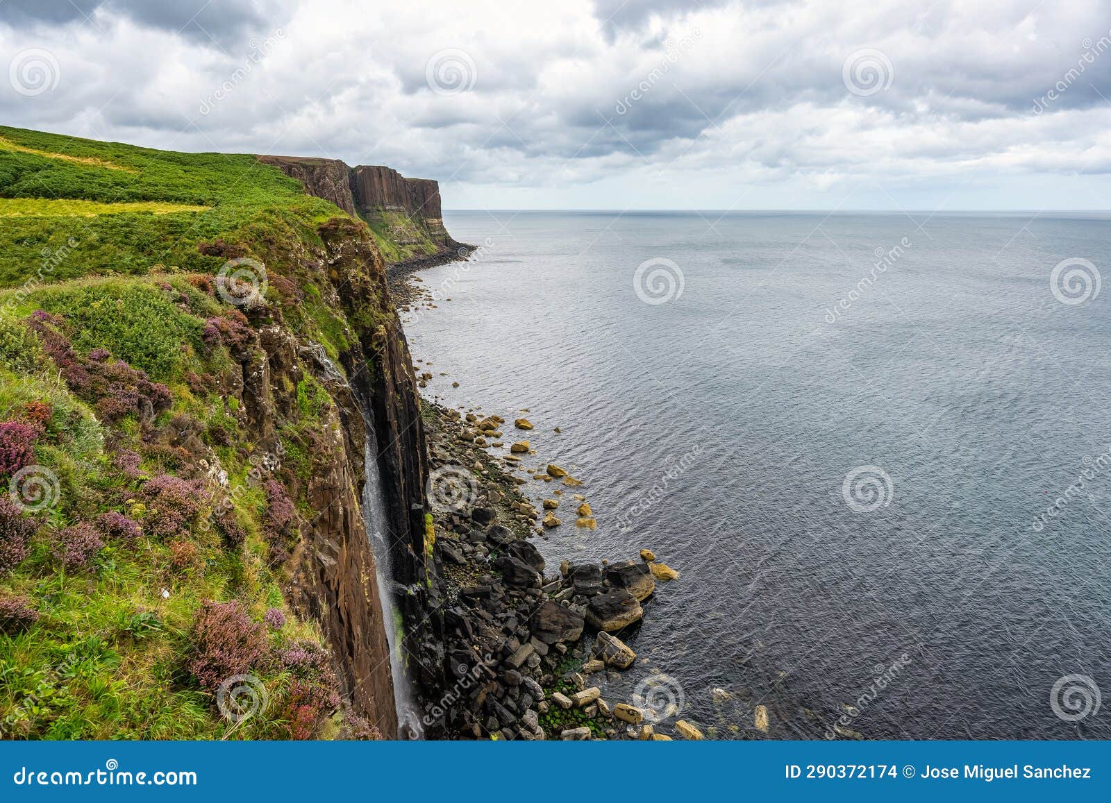 Cliffs with Waterfall that Falls into the Sea on the Stunning Isle of ...