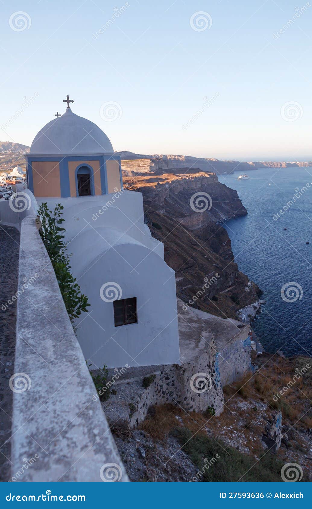 A Cliffside Chapel in Santorini, Greece. Stock Photo - Image of culture ...
